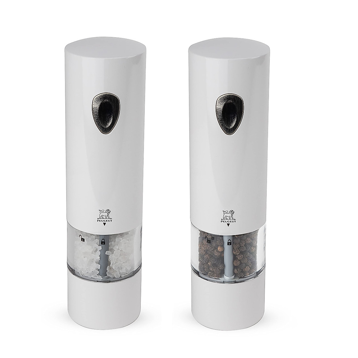Peugeot PHENIX Stainless Steel Electric Adjustable Salt & Pepper Mill Gift Set, 8-inch (White Lacquer)