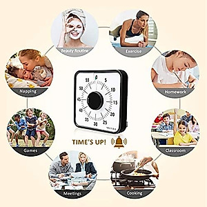 Secura 60-Minute Visual Countdown Timer, 7.5-Inch Oversize Classroom Visual Timer for Kids and Adults, Durable Mechanical Kitchen Timer Clock with Magnetic Backing (Green)