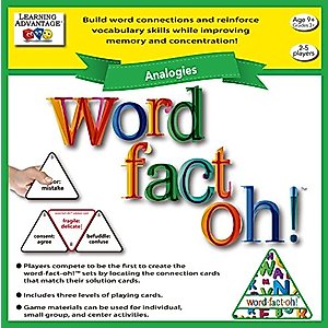 LEARNING ADVANTAGE 2191 Word-FACT-Oh Analogies, Grade: 3 to Multi