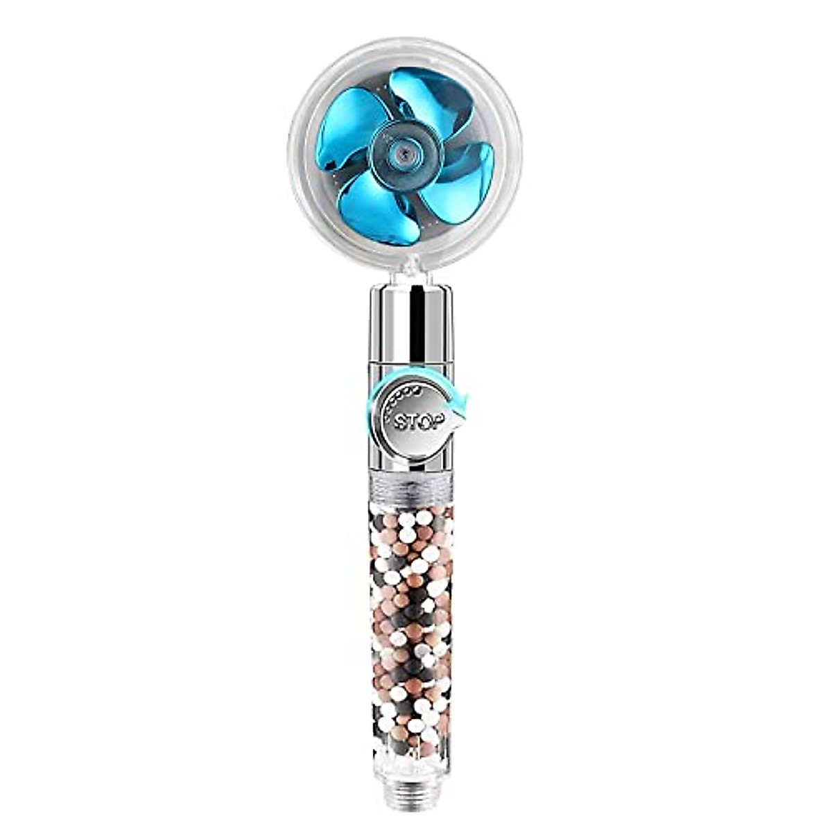 2022 High Pressure Filter Shower Head with Handheld, Hydro Jet Turbo Fan Shower Head with Mineral Beads, 360°Rotating Turbocharged Shower Head with Pause Switch, Removable and Easy to Install