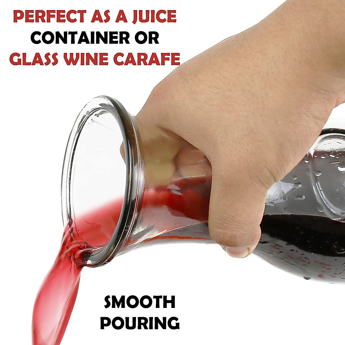 Glass Carafe 17 oz. Water Decanter, Juice Pitcher | Ideal for Wine, Milk, Juice & Mimosa Bar [Set of 3]