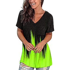 T Shirt Tee Printed Casual Fashion V Neck Summer Short Sleeve Tops Women's Women's Blouse Womens Blouses Tops Casual,Plus Size Tops for Women Loose Fit