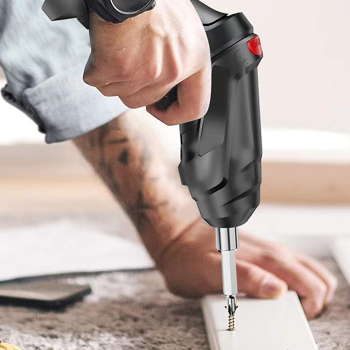 Electric Screwdriver 47pcs Cordless Screwdriver 3.5N.m Power Screwdriver, 3.6V Cordless Drill Screwdriver Rechargeable with Led Light, Deformation Handle (Large)