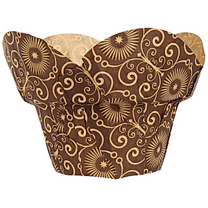 The Baker Celebrations Brown Lotus Crown Baking Cup Cupcake Muffin Liners; Made in Canada (Pack of 100)