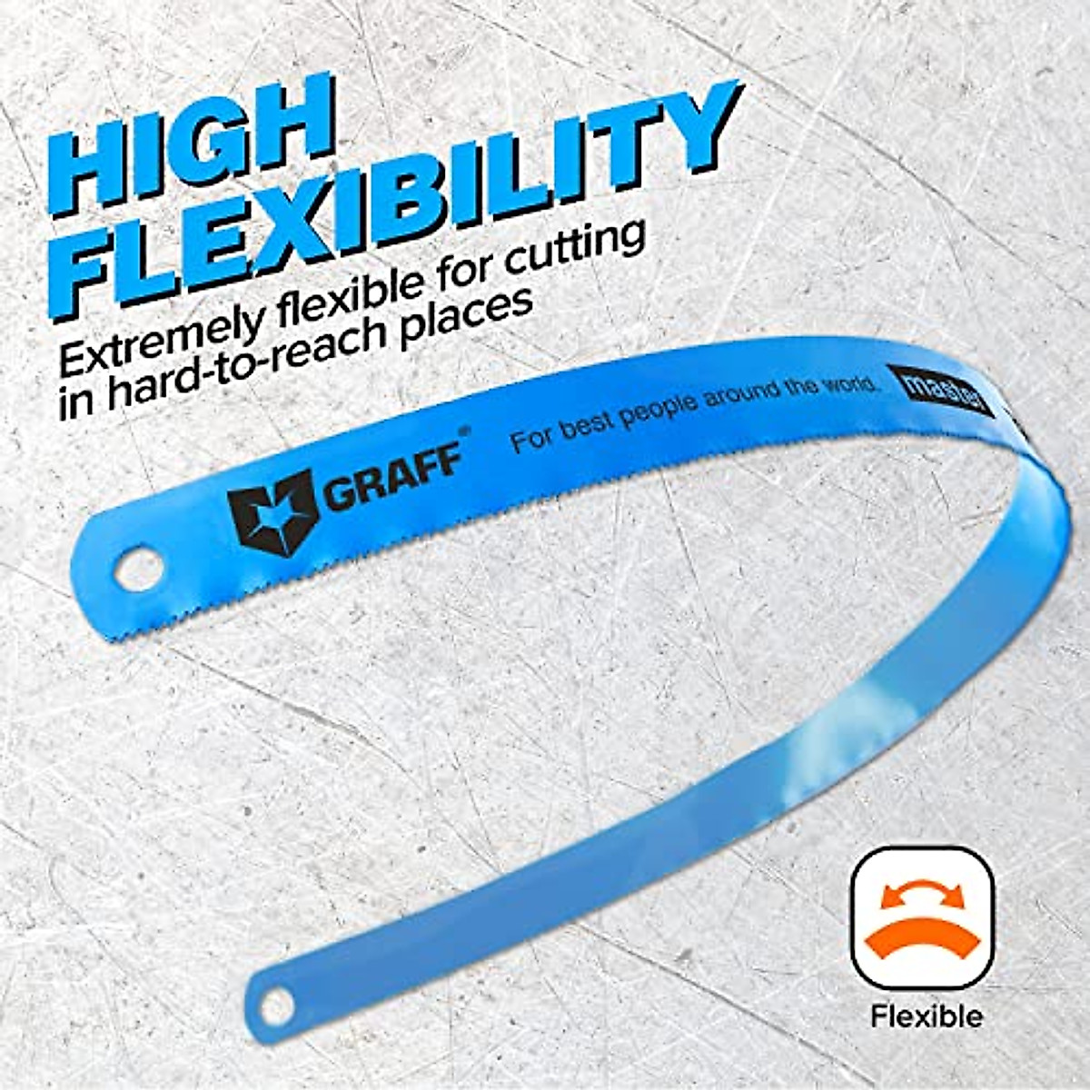 GRAFF Bi-Metal Molybdenum Hacksaw Blades 12 Inch for Metal and Steel Cutting 24 tpi - Handsaw Blades Replacement HSS