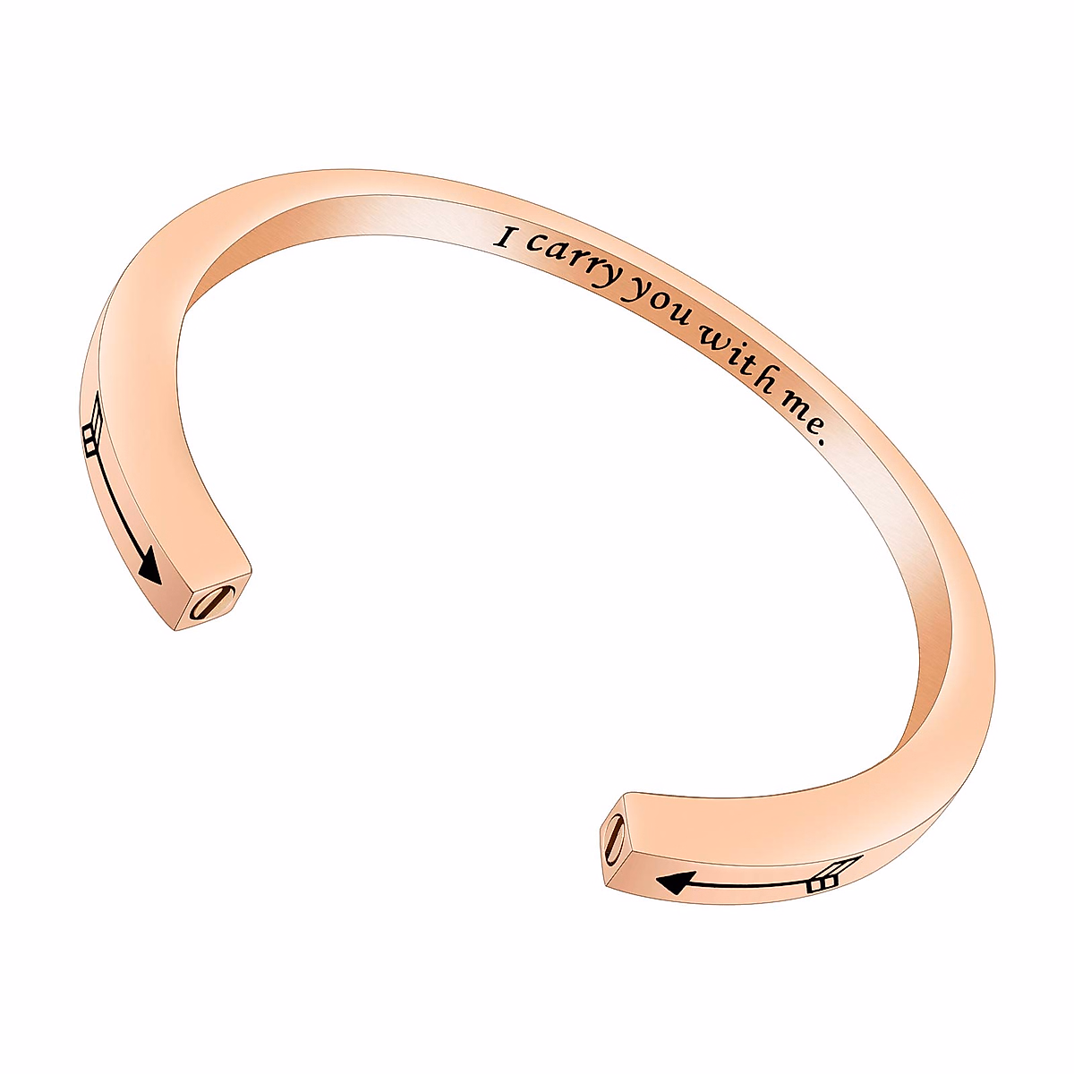 Dletay Urn Bracelet Cremation Bracelet for Ashes Memorial Ashes Bracelet Openable Cuff Bangle Bracelet-I Carry You with Me (Rose Gold)
