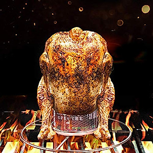 BBQ funland Stainless-Steel Beercan ChickCAN Rack with Canister, Beer Can Chicken Holder for Grill and Smoker