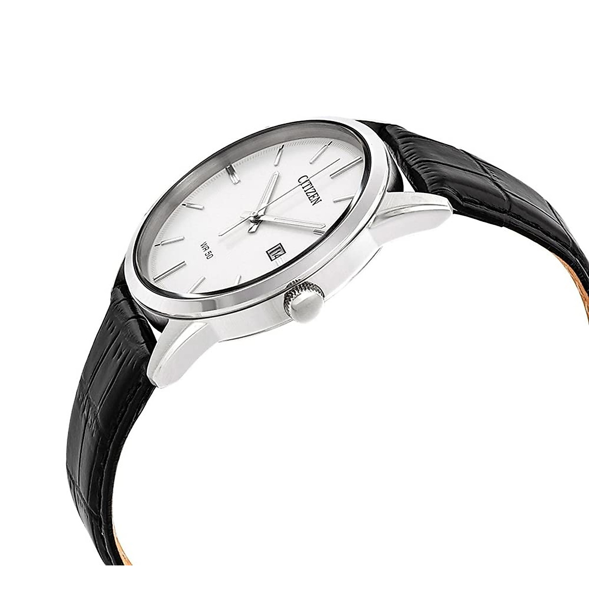 Citizen Quartz Mens Watch, Stainless Steel with Leather strap, Casual, Black (Model: BI5000-01A)