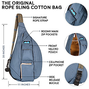 KAVU Original Rope Bag Sling Pack with Adjustable Rope Shoulder Strap - Ocean
