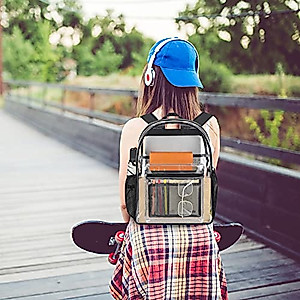 AROUVOG Clear Backpack for School, Heavy Duty PVC Transparent Backpack, Clear Book Bag,See Through Backpacks for College Concert Travel (Medium)