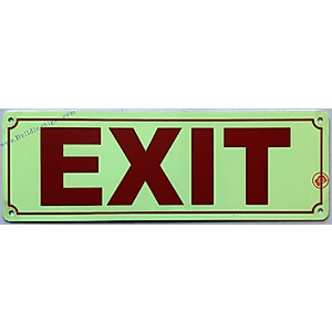 Photoluminescent EXIT SIGN/GLOW IN THE DARK EXIT SIGN (ALUMINIUM, 4x12 INCH,HEAVY DUTY, RUST FREE)