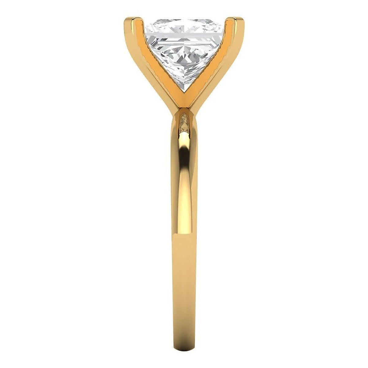 3 Ct Brilliant Princess Cut Clear Simulated Diamond 14K Yellow Gold Solitaire Engagement Bridal Anniversary Ring Size 3.5