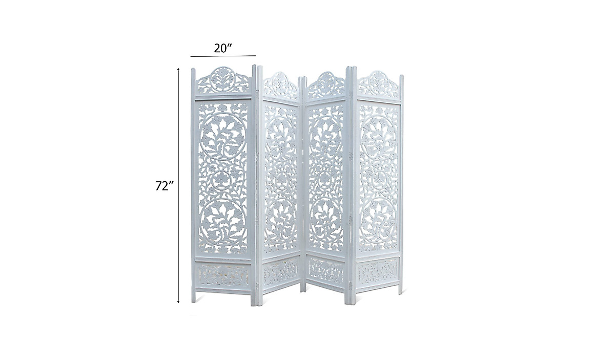 COTTON CRAFT Antique White Room Divider - 4 Panels