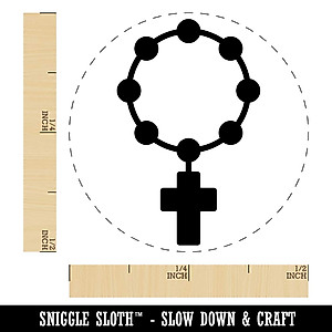 Rosary Catholic Symbol Rubber Stamp for Stamping Crafting Planners - 1/2 Inch Mini