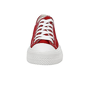 CUSHIONAIRE Women's Vince Low top Canvas Sneaker +Memory Foam, Red 8.5