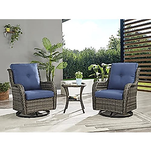 Patio Tables Wicker Side Table - Rattan End Table with Glass Top for Outdoor Outside Patio Porch Deck Square Mixed-Grey