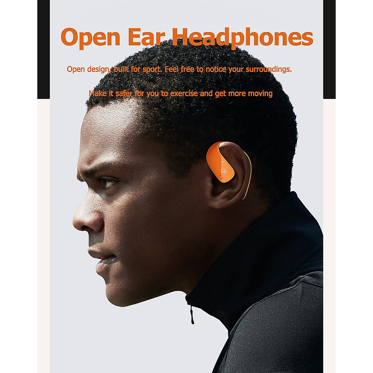 Wireless Ear Hanging Bluetooth Headset Open Ear Headphones Wireless Bluetooth Earbuds with Earhooks Earless Out of Ear Air Bone Conduction Headphones Bluetooth Over The Ear Earbuds for Sport- Orange