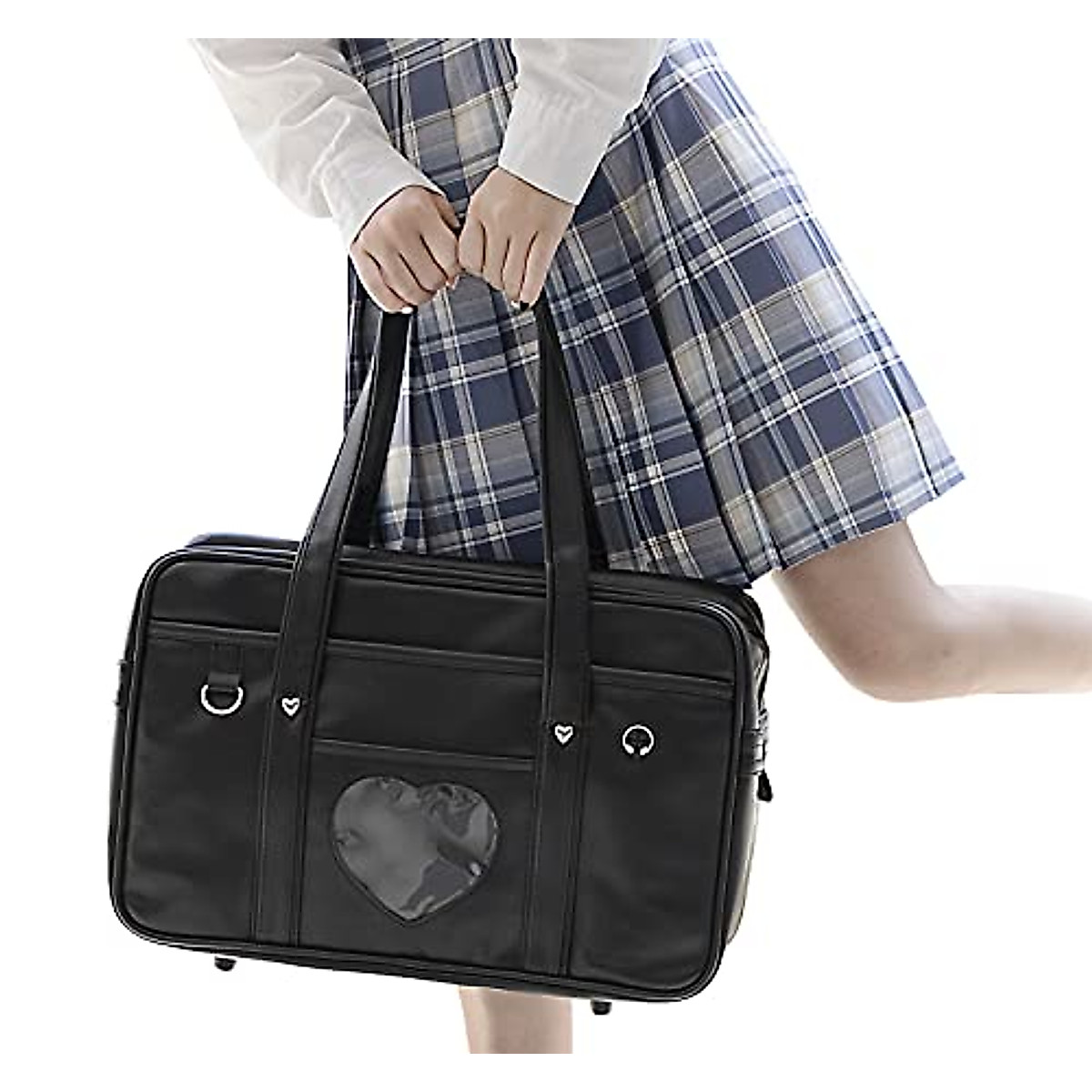 Roffatide Japanese JK Uniform Bag Heart Shape Window Ita Bag Girls Women Purse Cosplay Satchels for Lolita Comic Shoulder Bag