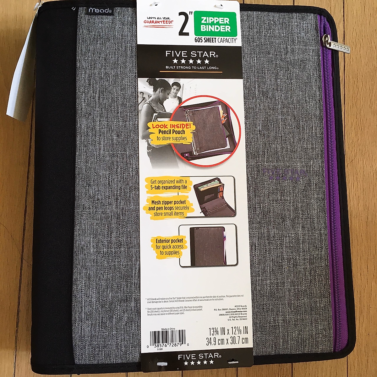 Five Star 2" Zipper Binder 605 Sheet Capacity Pink