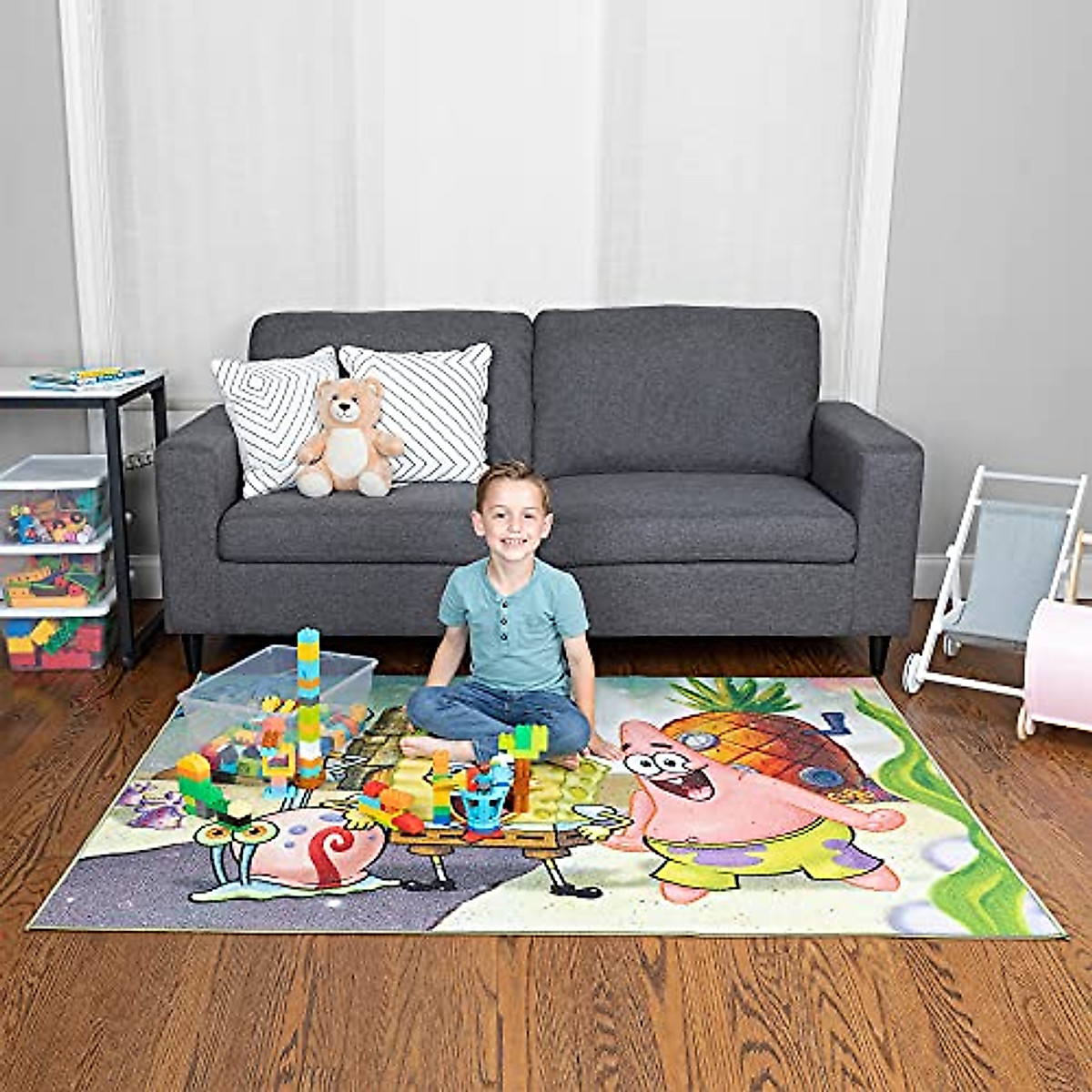 Franco Kids Room Non Slip Area Rug, 69 in x 52 in, Spongebob Squarepants