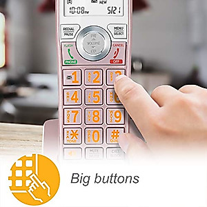 AT&T CL82557 DECT 6.0 5-Handset Cordless Phone for Home with Answering Machine, Call Blocking, Caller ID Announcer, Intercom and Long Range, Rose Gold