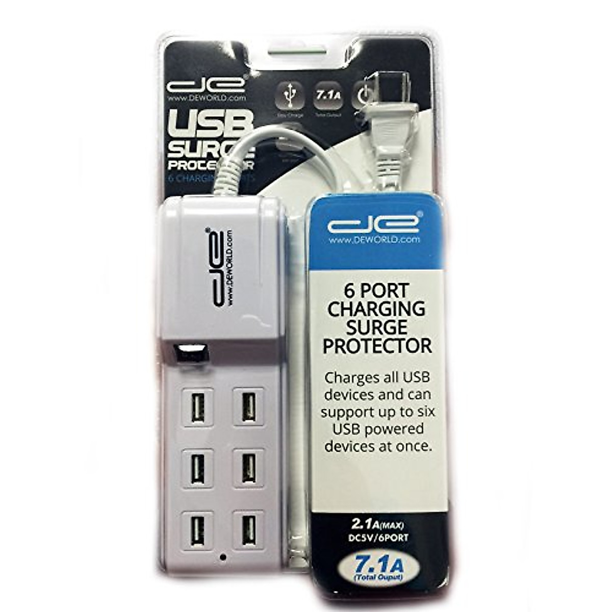 Digital Energy 6 Port USB Charging Station and Surge Protector Strip (in Retail Packaging)