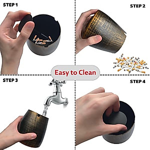 WUSIFIE Large Ashtray with Lid for Cigarette - Outdoor Ash Tray Sets, Ashtrays for Cigarettes Outdoor, Windproof Smokeless Large Ash Tray for Home, Ashtray for Weed, Cigar Ashtrays