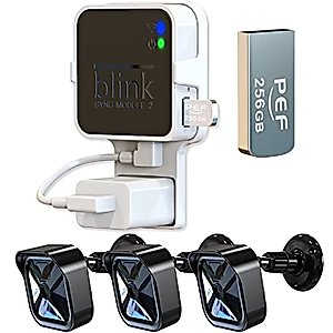 256GB Blink USB Flash Drive and Blink Outdoor Camera Mount, 3 Pack Camera Housing and 360° Adjustable Mounting Bracket with Blink Sync Module 2 Mount(Blink Camera and Module are Not Included)