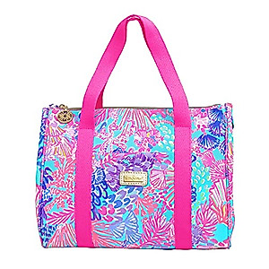 Lilly Pulitzer Thermal Insulated Lunch Cooler Large Capacity, Women's Lunch Bag with Storage Pocket and Shoulder Straps, Splendor in the Sand