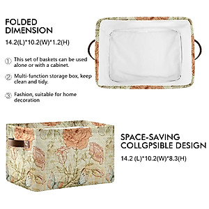 ALAZA Retro Rose Butterfly Flower Foldable Storage Box Storage Basket Organizer Bins with Handles for Shelf Closet Living Room Bedroom Home Office 1 Pack