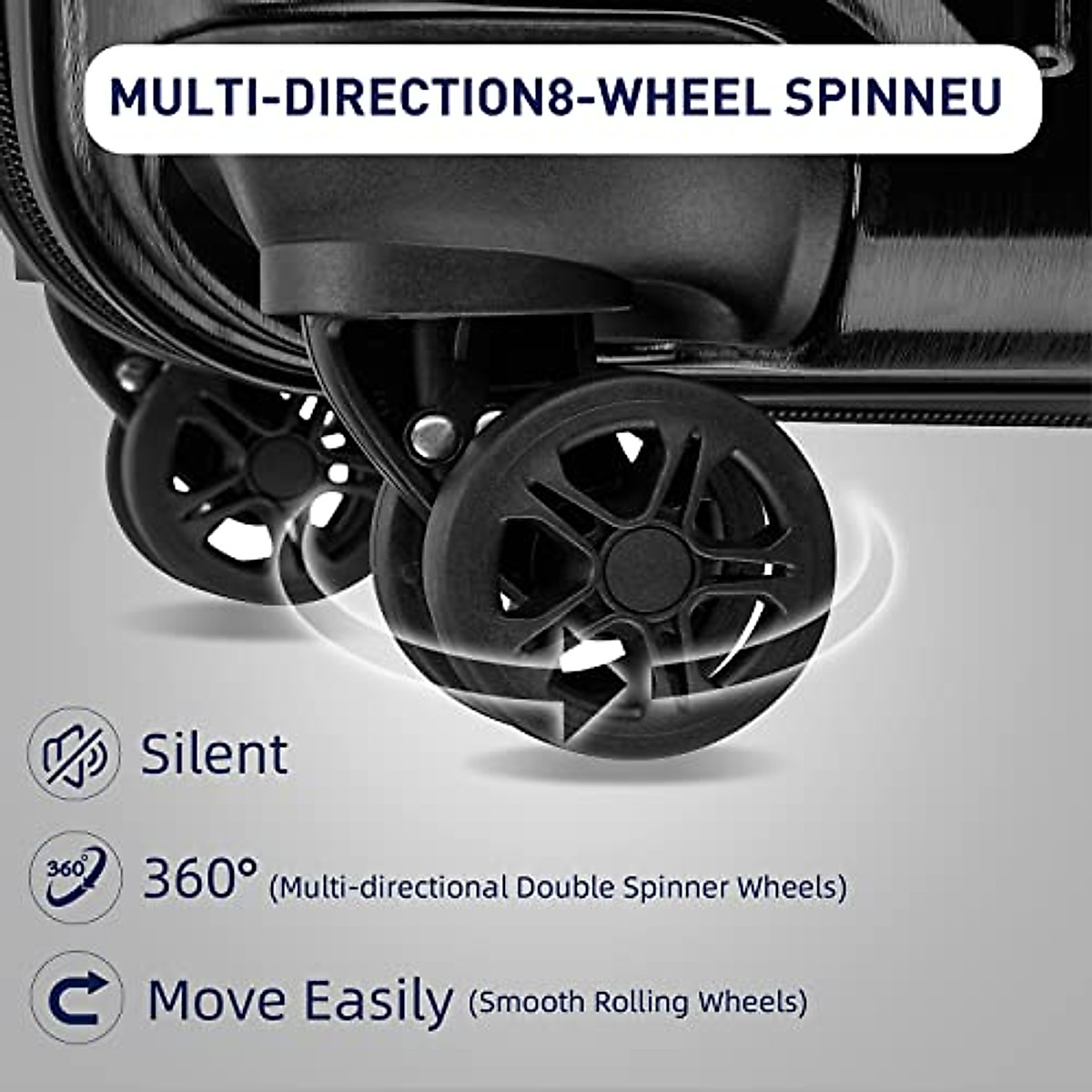 imiomo 3 Piece Luggage set Clearance, Travel Suitcase with Spinner Wheels TSA lock, Hardshell Lightweight Suitcase set for men and women (BLACK, 20/24/28)