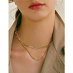 Waitsoul 925 Sterling Silver Paperclip Chain Lobster Clasp 3mm 18k Gold Over Paperclip Link Curb Chain Necklace for Women Men Diamond Cut 16-30 Inches(16)