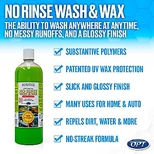 Optimum No Rinse Wash and Wax – 1 Gallon, Rinseless Car Wash and Wax in One System, ONR Formulated with Carnauba Wax with UV Protection, Use as Car Wax, RV Wax, Airplane Wax, Boat Wax, Motorcycle Wax