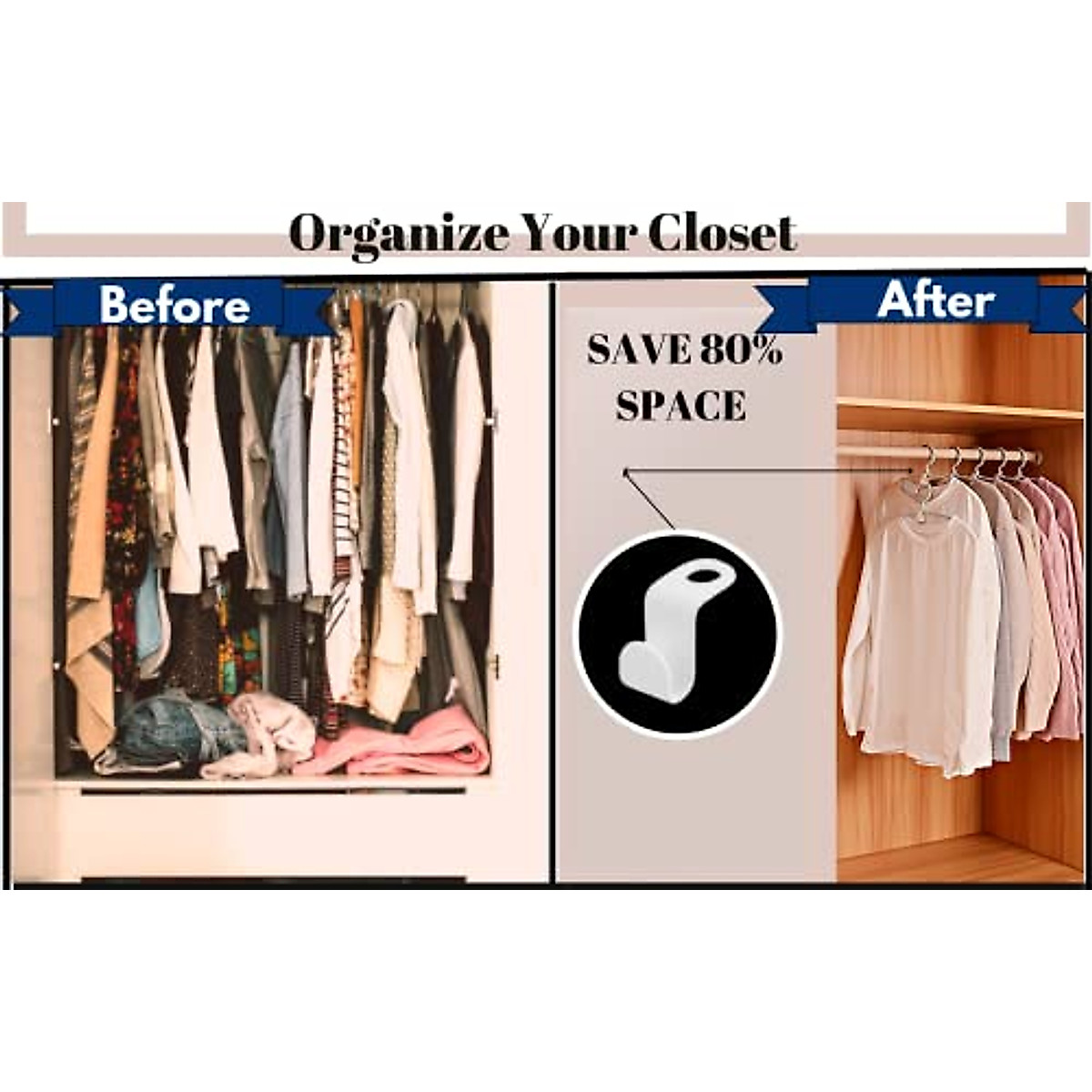 Alnoor USA Clothes Hanger Connector Hooks 100 Pack | Hanger Hooks for Clothes| Organize Your Closet with Space Hooks & Clothes Hook| Portable & Sturdy| Connector Hooks for Hanging Clothes & More