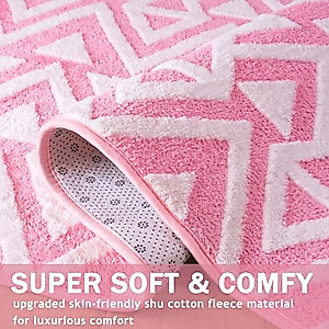 Unirea Geometric Shag Area Rugs, Pink Rugs for Bedroom Girls, 3x5 Feet Machine Washable Small Rug Memory Foam Fluffy Carpet for Kids Living Room Dorm Nursery Bedside Play Mat Accent Home Decor