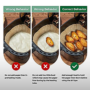 300Pcs Air Fryer Disposable Paper Liner With Pastry Brush, WCESS Round Non Stick Air Fryer Liners Disposable, 7.9 Inch Oil Proof & Water Proof Baking Parchment Paper, Food Grade Baking Paper Liner