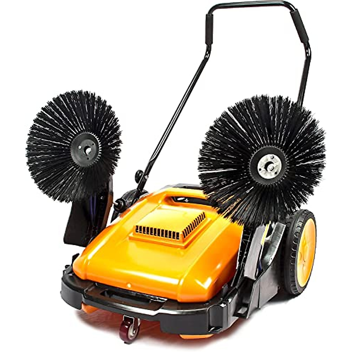 Industrial Floor Sweeper with Triple Brooms, 38 inch Outdoor and Indoor Hand Push Floor Sweeper, 38,000 Square feet per Hour, 12 gal Waste Container