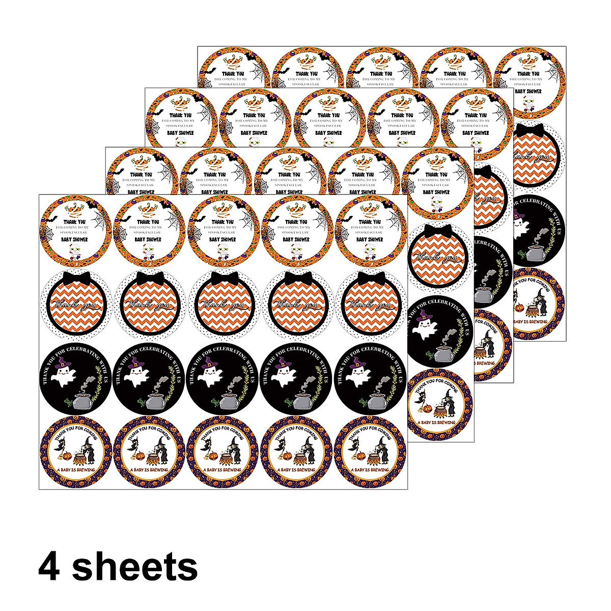 Halloween Baby Shower Thank You Stickers, 2 Inch Baby Shower Thank You Label Stickers, Spooktacular Halloween Baby Shower Favors Decorations Party Supplies
