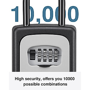 Puroma Key Lock Box Waterproof Combination Lockbox Portable Resettable Wall Mounted & Hanging Key Safe Lock Box for House Keys, Realtors, Garage Spare, Gray (1 Pack)