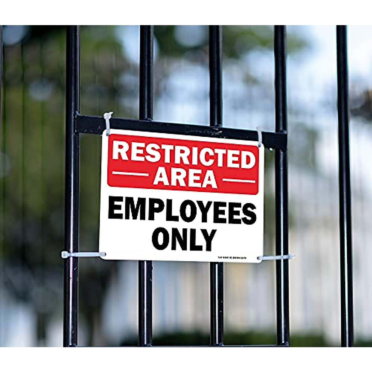Restricted Area Sign Employees Only Sign - 2 Pack - 10 x 7 Inches Rust Free .040 Aluminum - UV Protected, Waterproof, Weatherproof and Fade Resistant - 4 Pre-drilled Holes