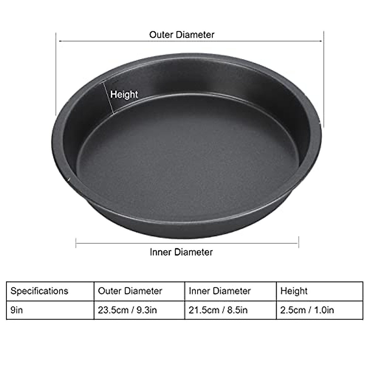 ARTYSHILS 2 Pcs Non Stick Pizza Pan Round Pizza Tray Deep Thickened Carbon Steel Baking Pan for Kitchen Bakery(9in)