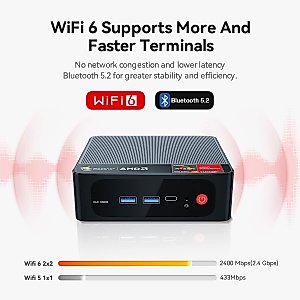 Beelink SER5 Mini PC Ryzen 7 5700U(up to 4.3GHz) Mini Computers 16GB DDR4 500GB NVME SSD Mini Desktop PC, HDMI & USB-C & DP 4K Triple Display, WiFi6-BT5.2, USB3.2 Gen2