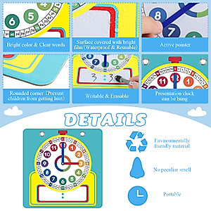 Junkin 25 Pcs Teaching Clock Kit, Clocks Practice Clocks for Kids Learning Time with Erasable Surface for Home School Classroom Supplies (Vivid Style)