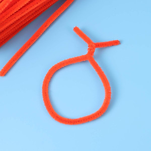 Healifty 100pcs Cleaners Chenille Stems Crafts Chenille Sticks for DIY Art Flower Plant Crafts Christmas Decorations Ornament (Orange)