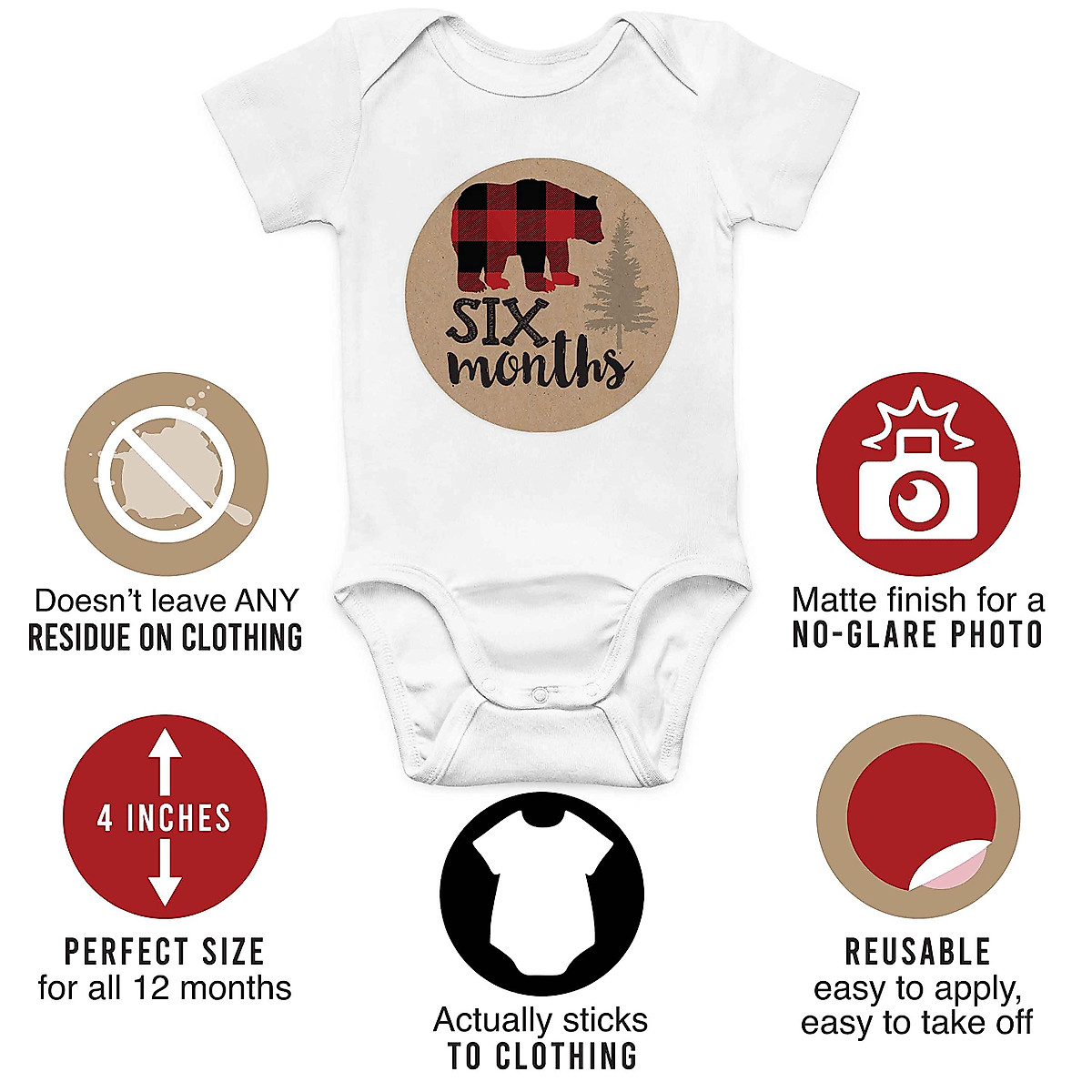 16 Monthly Baby Milestone Stickers Boy - Lumberjack Baby Monthly Milestone Stickers for Baby Boy, Milestone Baby Monthly Stickers, Baby Month Stickers for Baby Photo Props, Monthly Baby Stickers Boy