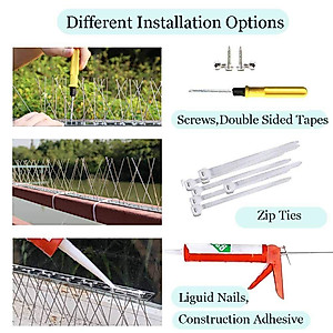 PANGCH Bird Spikes,Stainless Steel Bird Spikes Metal Bird Spikes Fence Spikes Easy to Install - 5 Strips 4.1 Feet Coverage