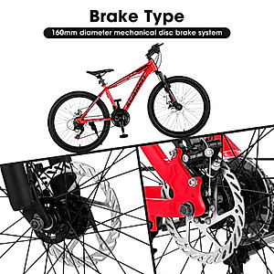 Ecarpat Mountain Bike 24 Inch Wheels, 21-Speed Trail Commuter City Mountain Bikes Aluminum Frame for Men Women Bicycles Disc Brakes Front Suspension