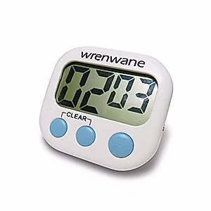 Wrenwane Digital Kitchen Timer (Upgraded), No Frills, Simple Operation, Big Digits, Loud Alarm, Magnetic Backing, Stand, White (1) (1) (1)
