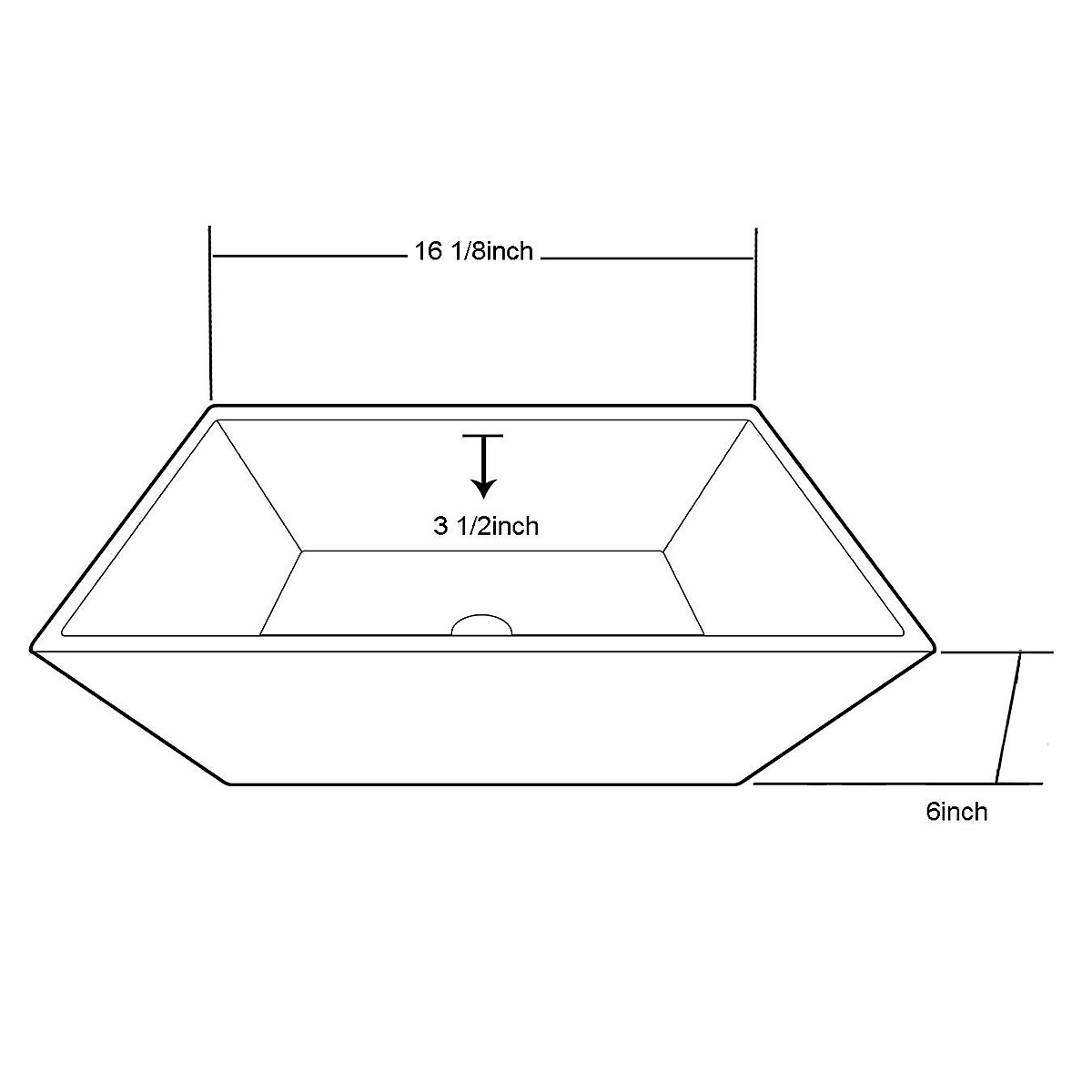 Vessel Above-Counter Square Ceramic Art Basin, White