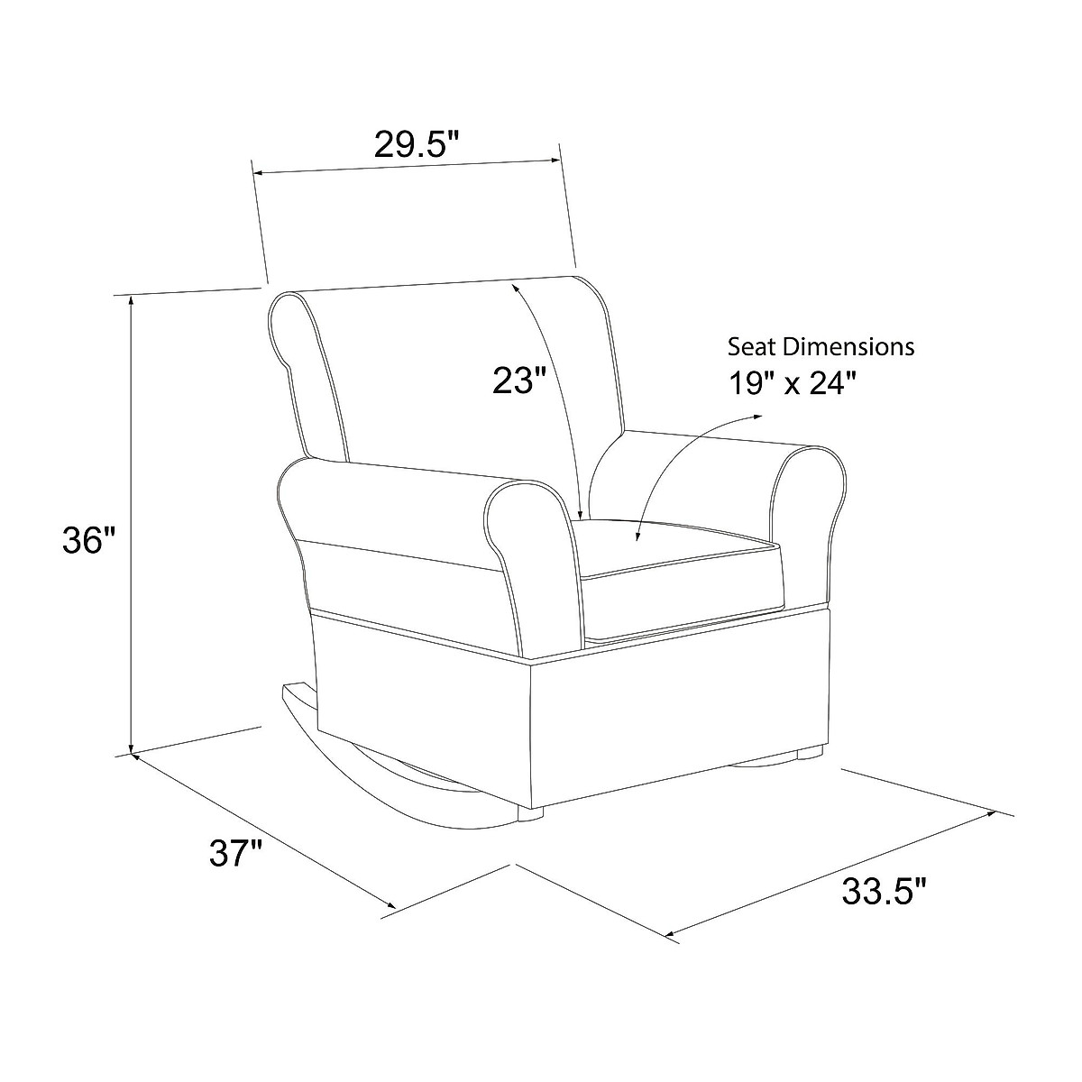 Baby Relax The Mackenzie Microfiber Plush Nursery Rocker Chair, Grey
